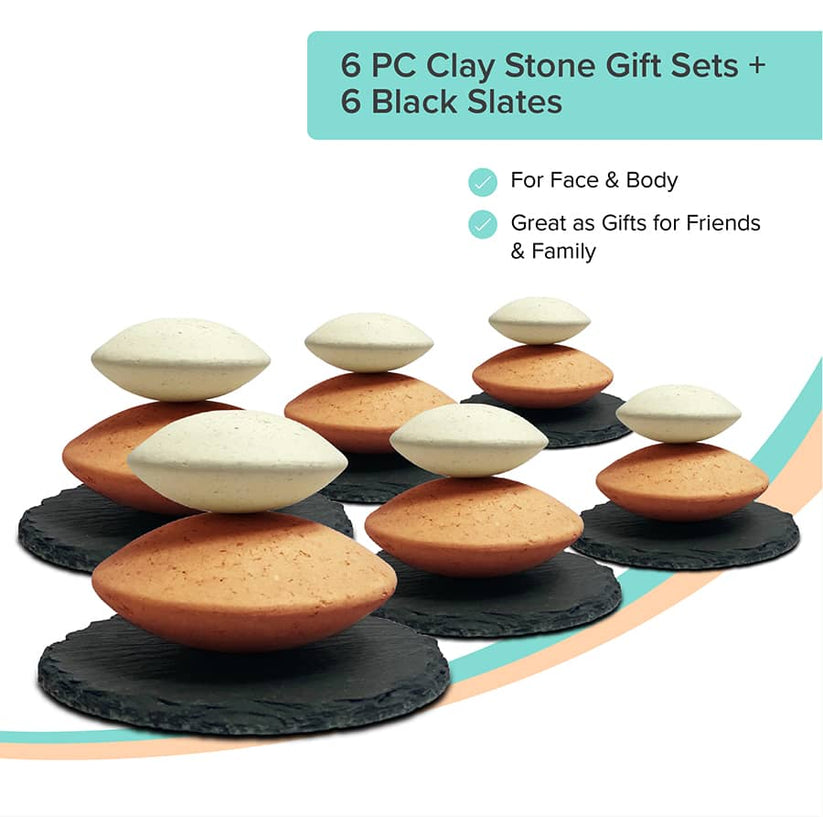 6 PC Clay Stone Sets – With Black Slate bases – pryshan.com.au